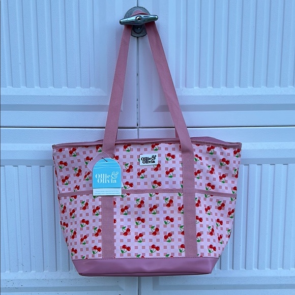 Ollie & Olivia | Bags | Ollie Olivia Pink Cherry Insulated Cooler Tote ...